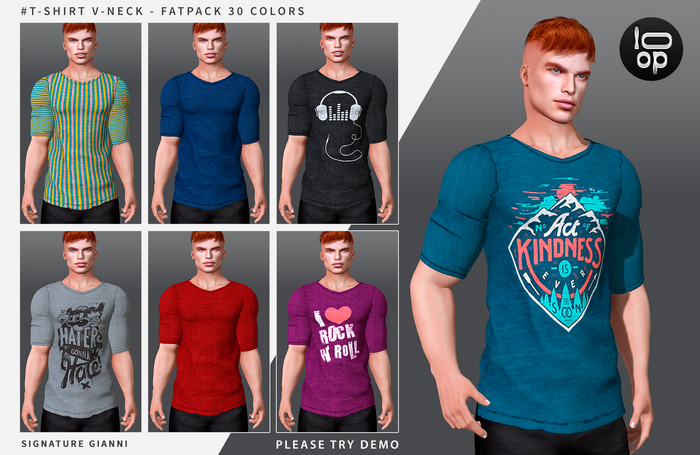 Second Life Marketplace - [loop] T-Shirt V-Neck - FATPACK Signature